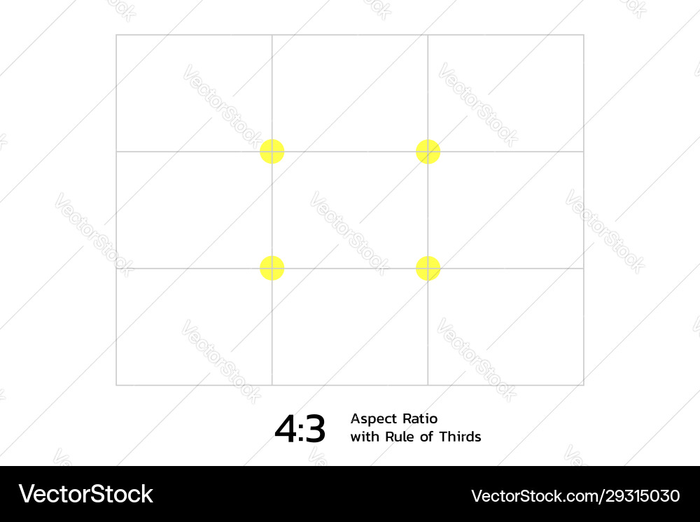 4 3 aspect ratio with rule thirds template Vector Image