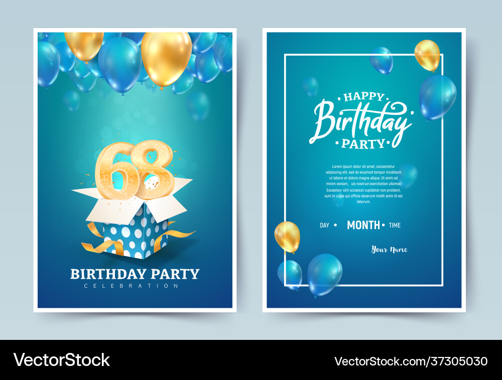 68th years birthday invitation double card Vector Image