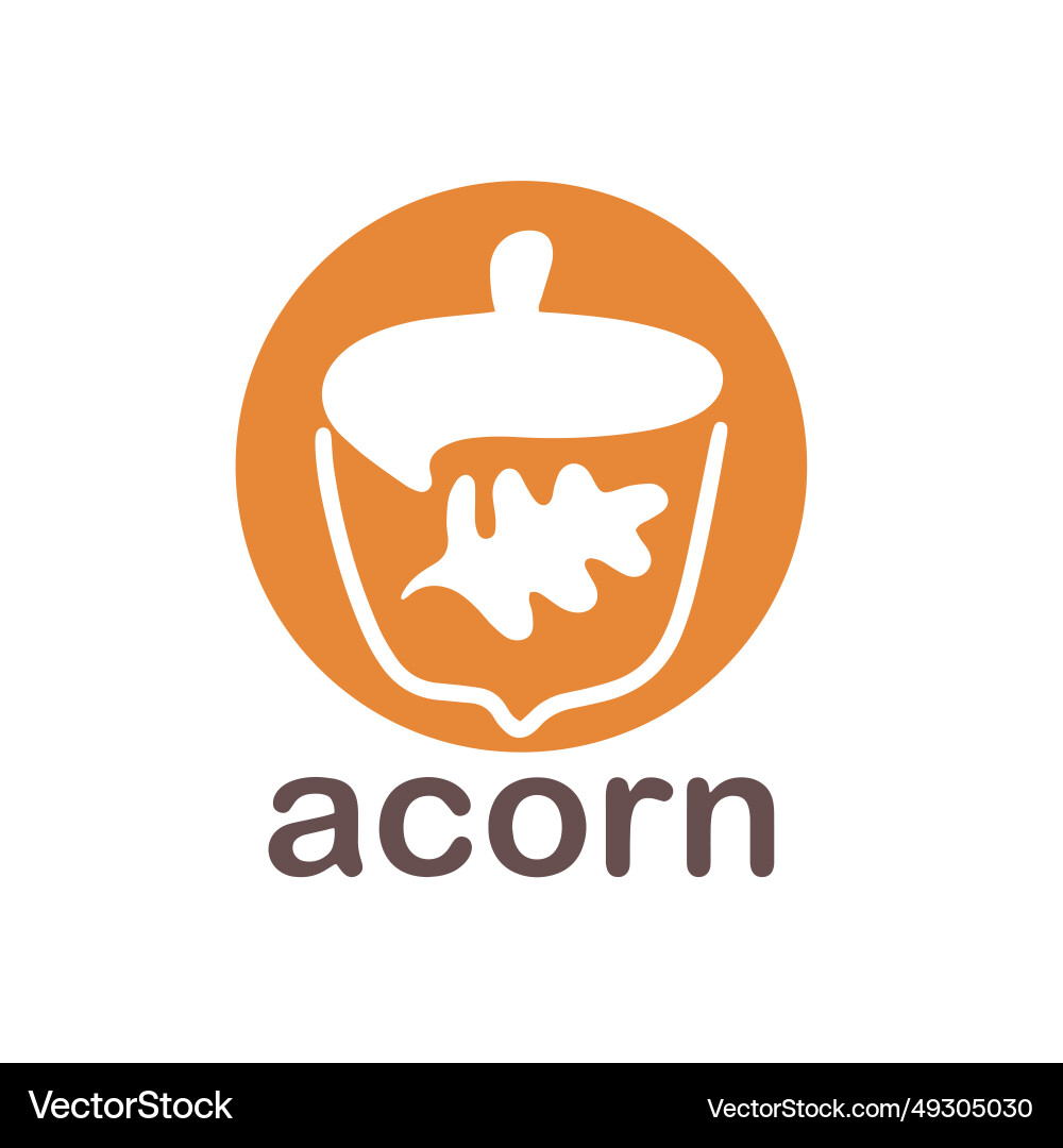 Acorn logo template design with leaves Royalty Free Vector
