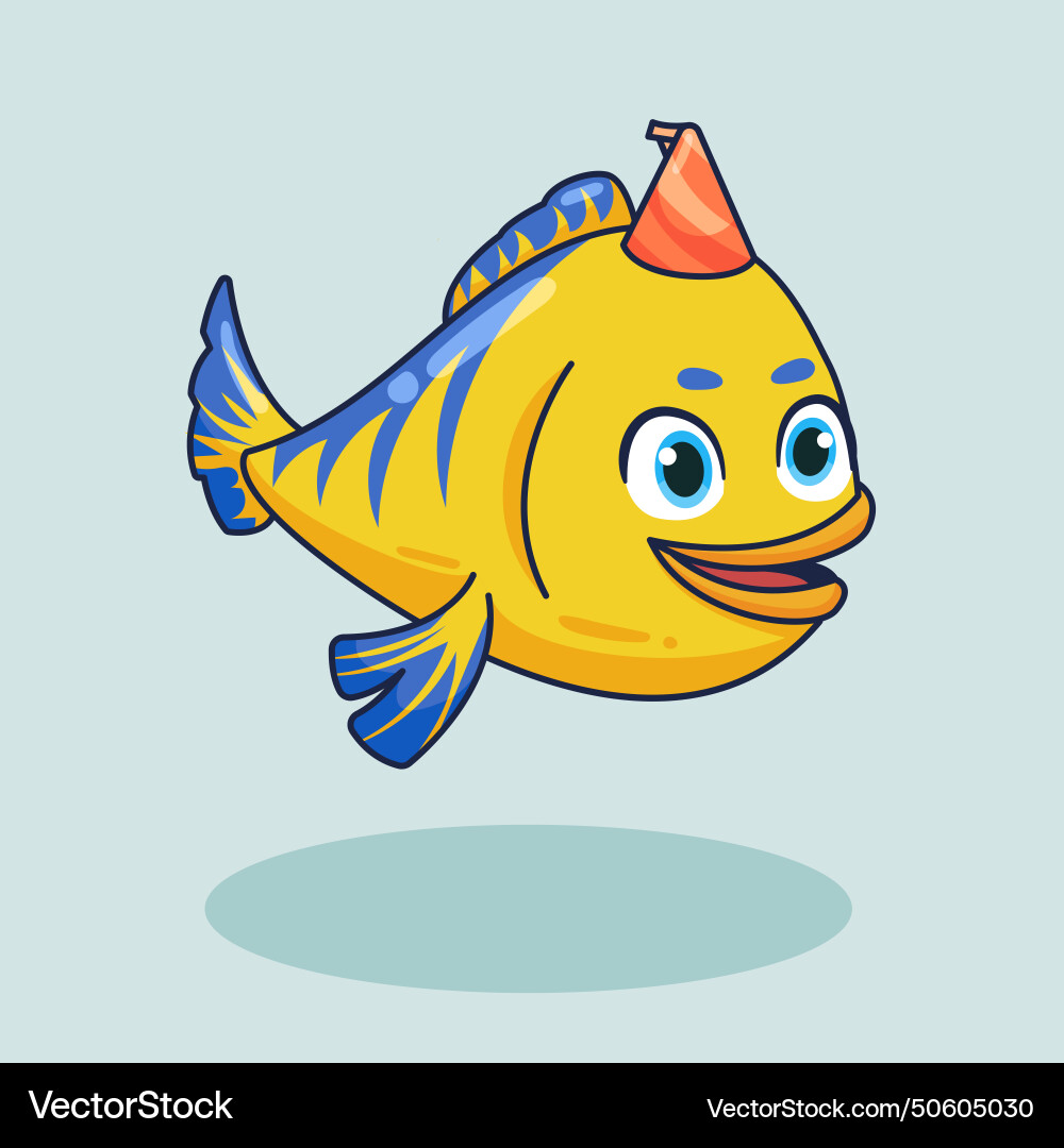 Cartoon fish with new year hat Royalty Free Vector Image