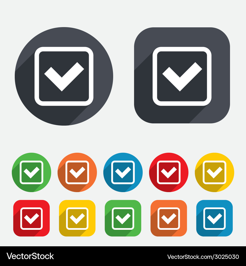 Check mark sign icon yes square symbol Royalty Free Vector