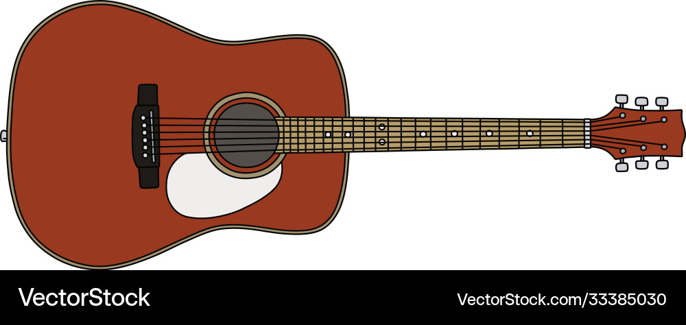Classic red acoustic guitar Royalty Free Vector Image