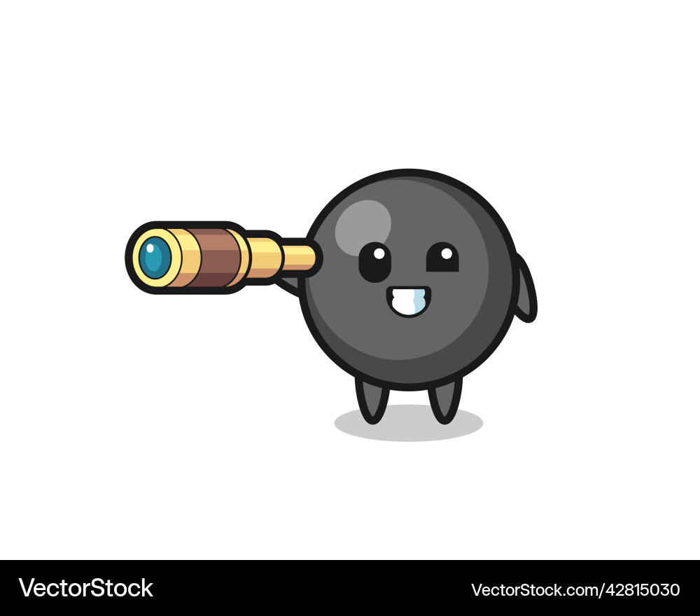 Cute dot symbol character is holding an old Vector Image