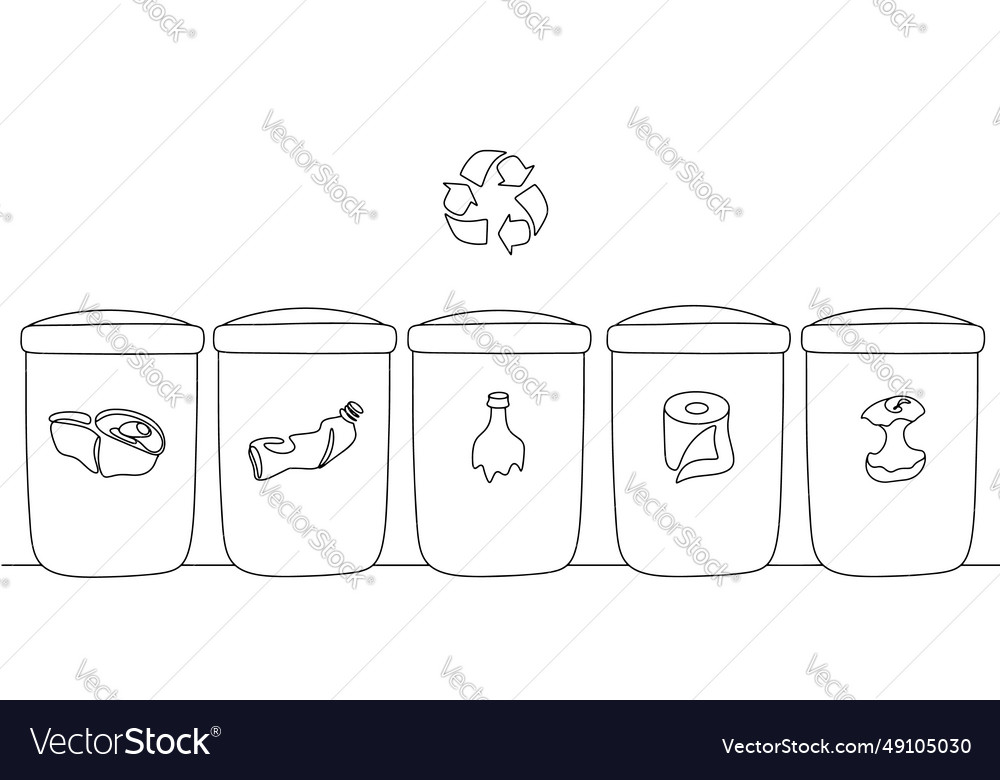 Garbage Sorting One Line Royalty Free Vector Image 9595