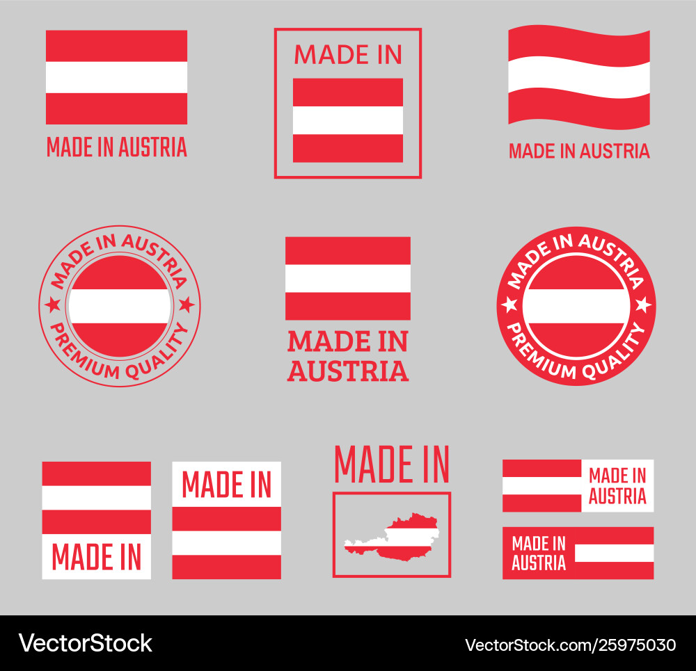 Made in austria labels set republic Royalty Free Vector