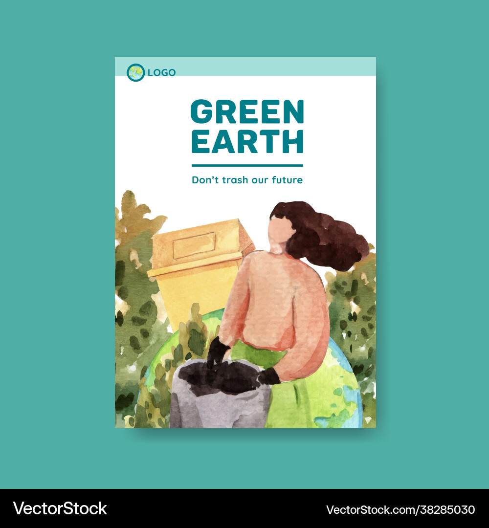 Poster template with earth day concept design Vector Image