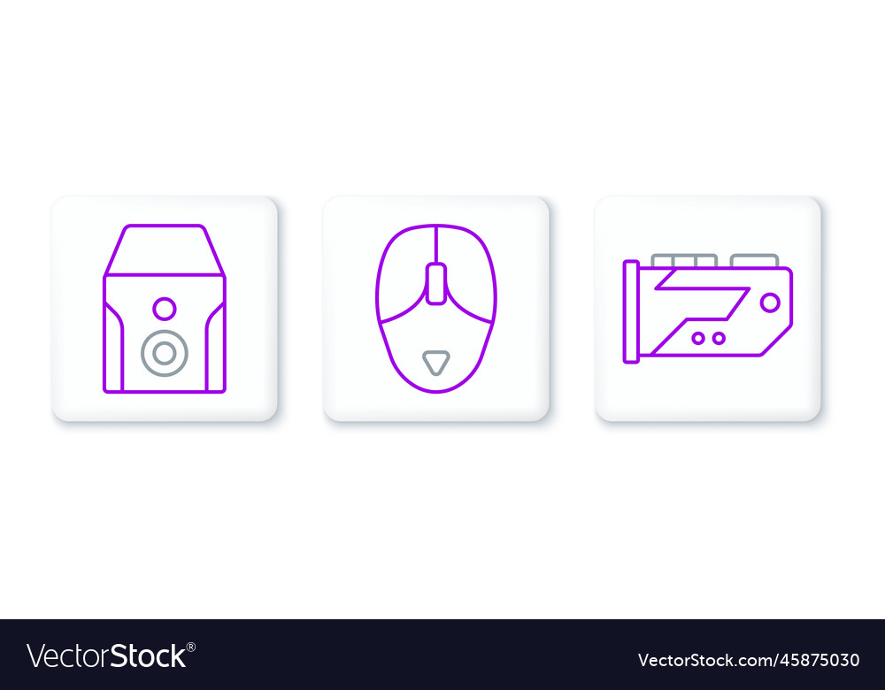 Set line video graphic card uninterruptible power Vector Image Set line video graphic card uninterruptible power Vector Image