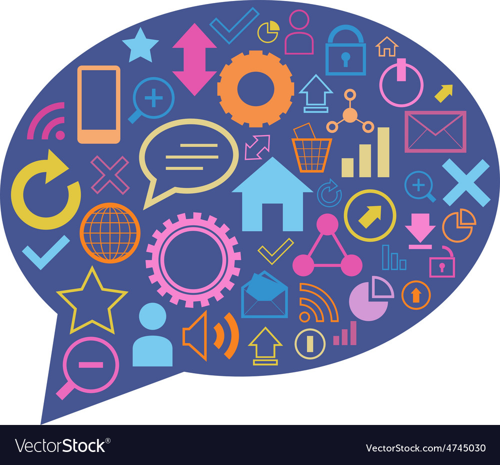 Speech bubble with web elements Royalty Free Vector Image