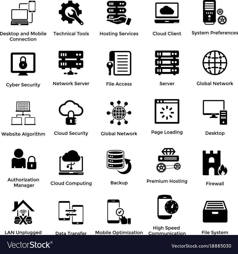 Web hosting glyph icon designs 3 Royalty Free Vector Image