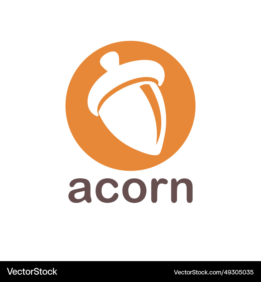 Acorn logo template design with leaves Royalty Free Vector