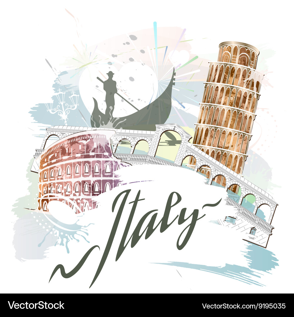 Attractions Of Italy Royalty Free Vector Image