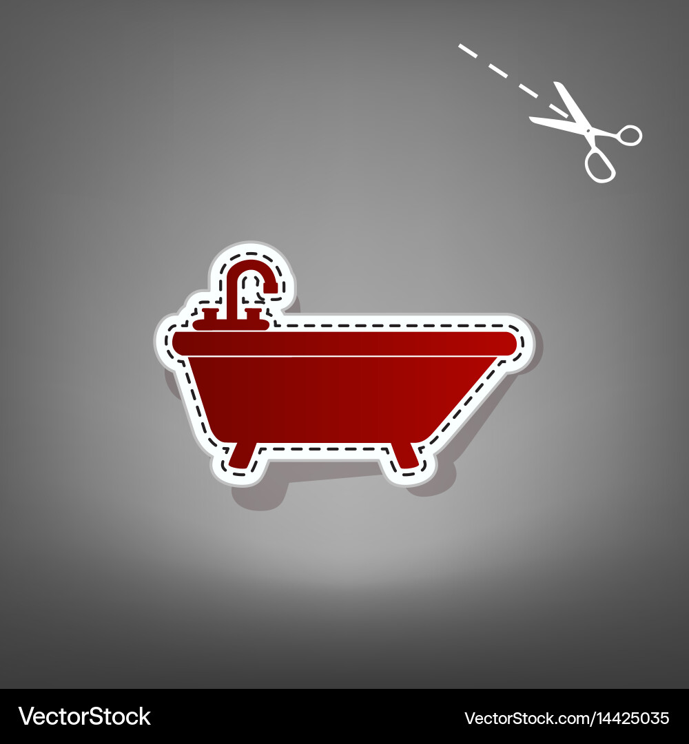 Bathtub sign red icon Royalty Free Vector Image