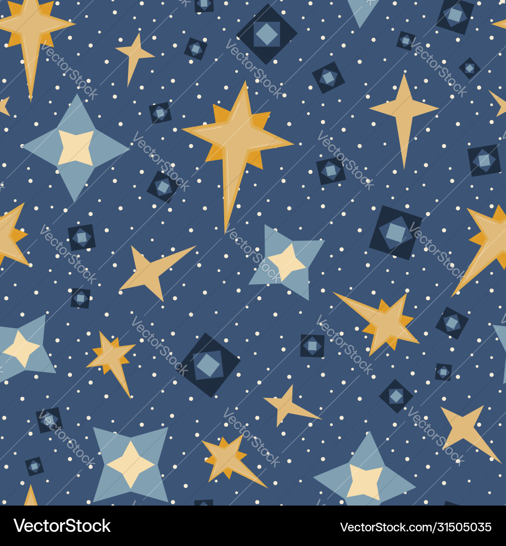 Blue stars and diamonds celestial seamless Vector Image