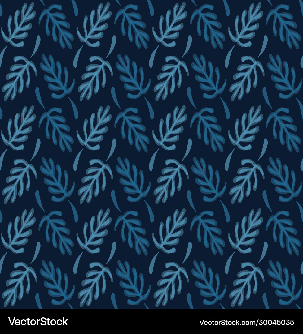 Dark classic blue simple watercolor leaf Vector Image