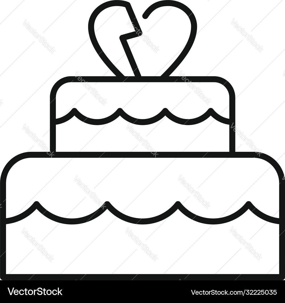 Divorce wedding cake icon outline style Royalty Free Vector