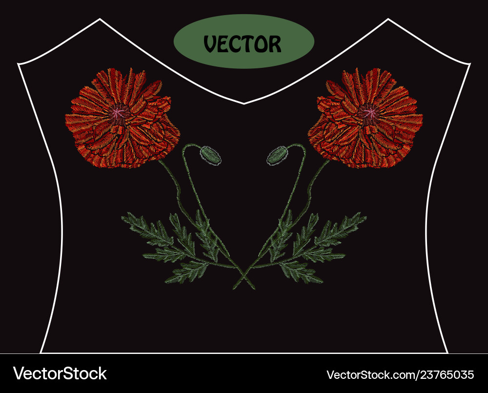 Embroidery floral bouquet Royalty Free Vector Image