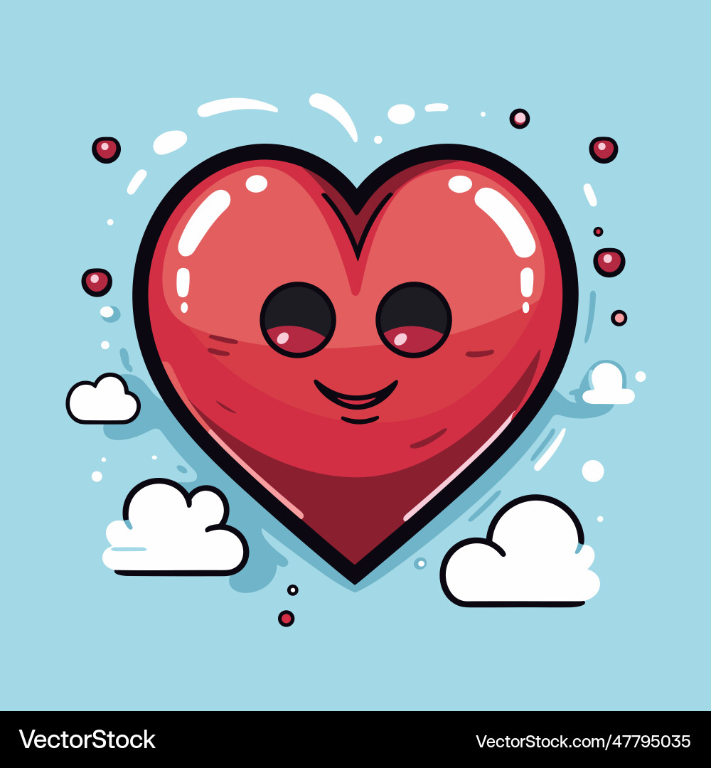 Heart hand-drawn comic doodle style cartoon Vector Image