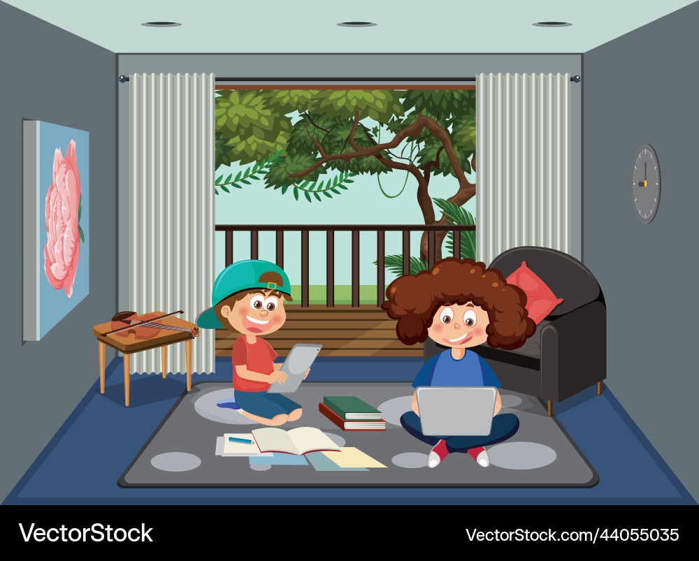 Kids learning online at home Royalty Free Vector Image