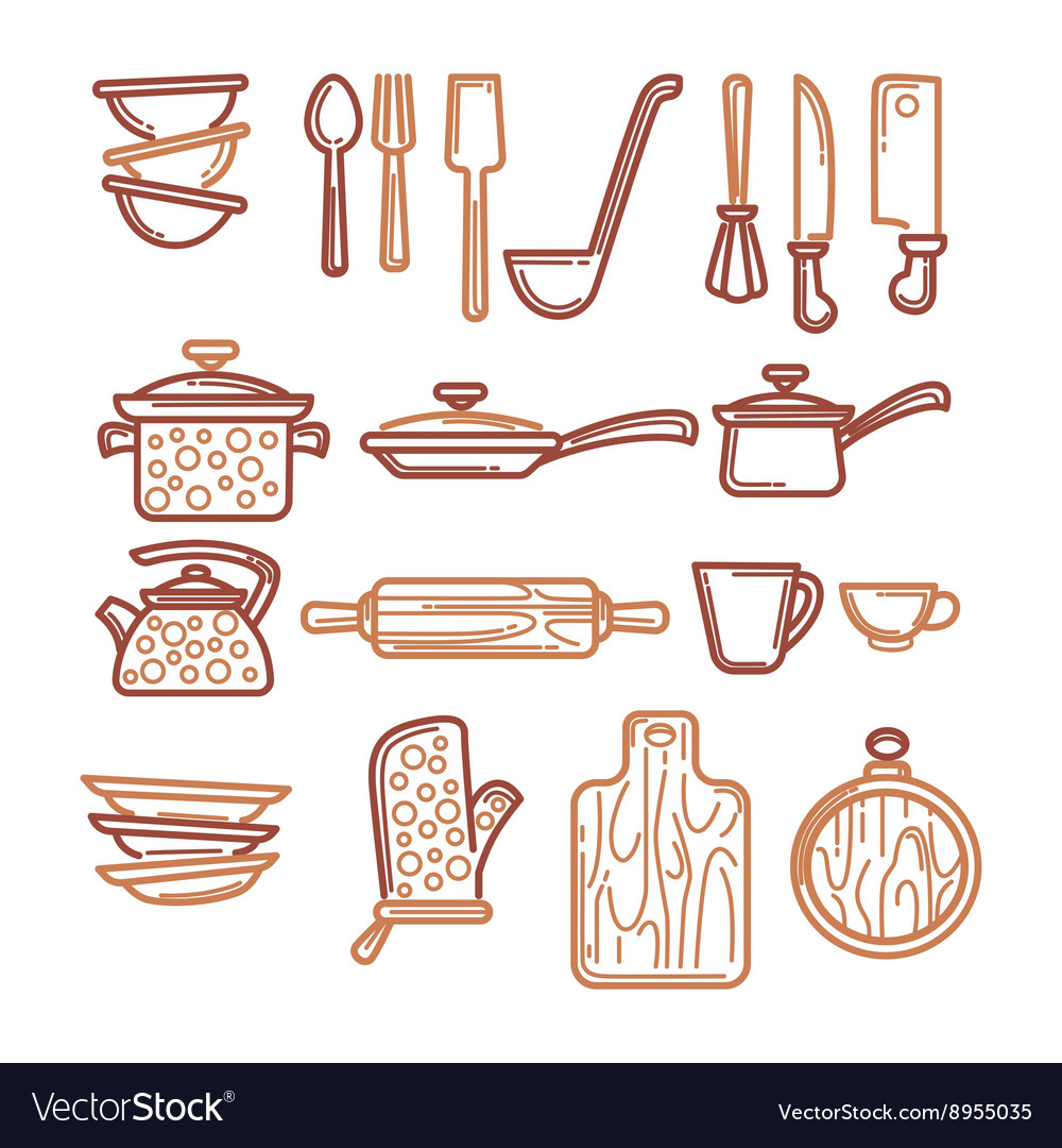 Kitchen objects Royalty Free Vector Image - VectorStock