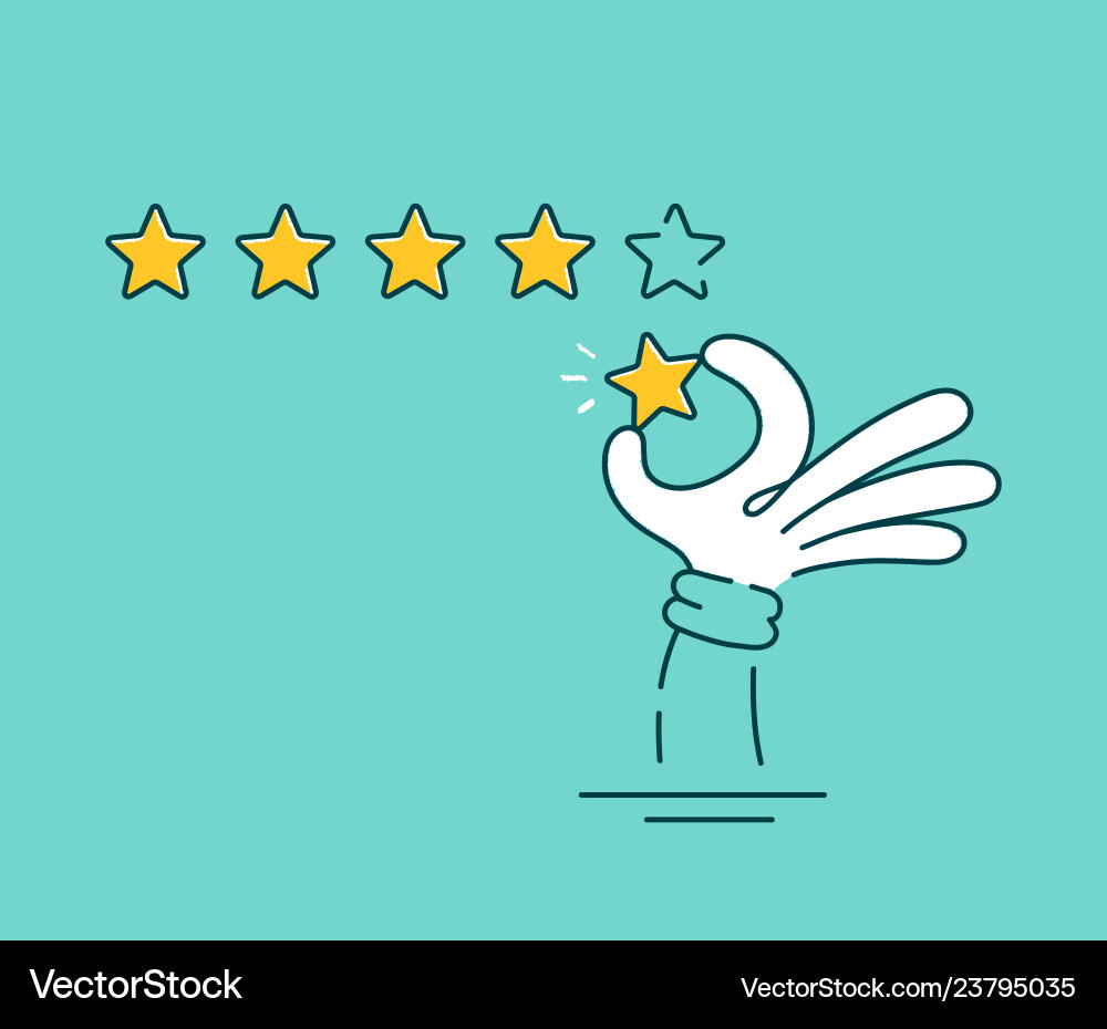 Man hand giving five star rating Royalty Free Vector Image