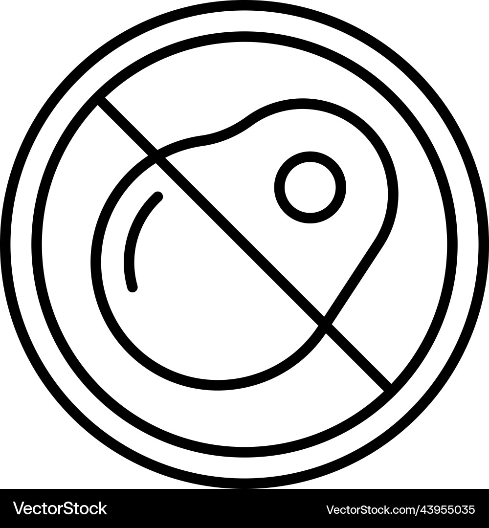 No meat line art icon design template Royalty Free Vector