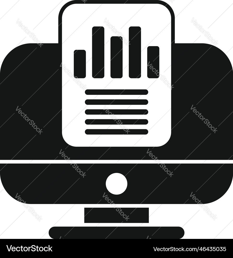Pc market data icon simple business Royalty Free Vector