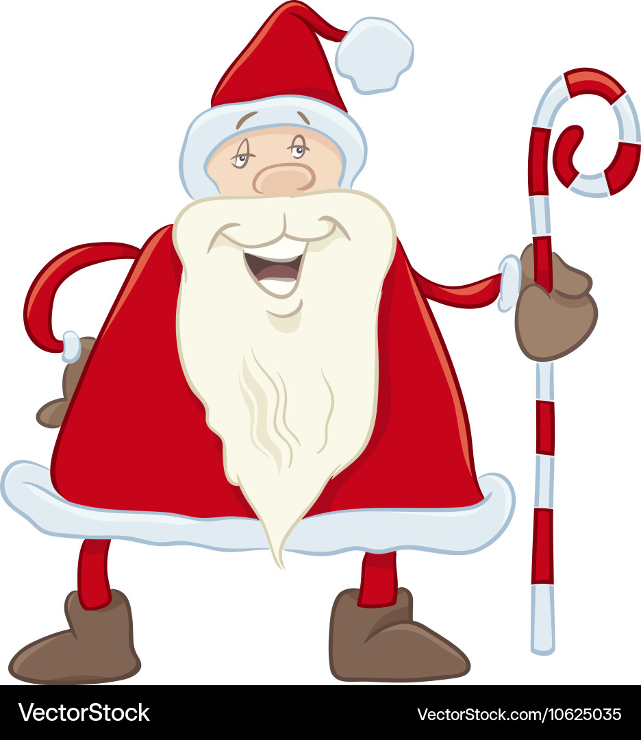 Santa with cane cartoon Royalty Free Vector Image