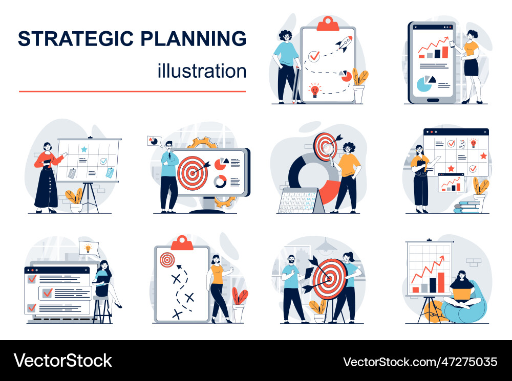 Strategic planning concept with character Vector Image