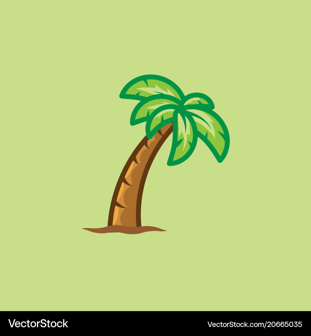 Tropical palm tree isolated on green background Vector Image