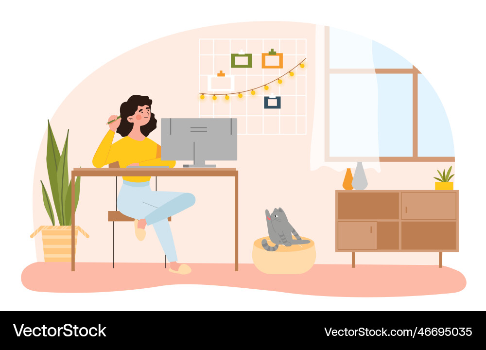 Work at home Royalty Free Vector Image - VectorStock