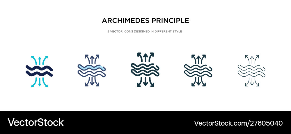 Archimedes principle icon in different style two Vector Image