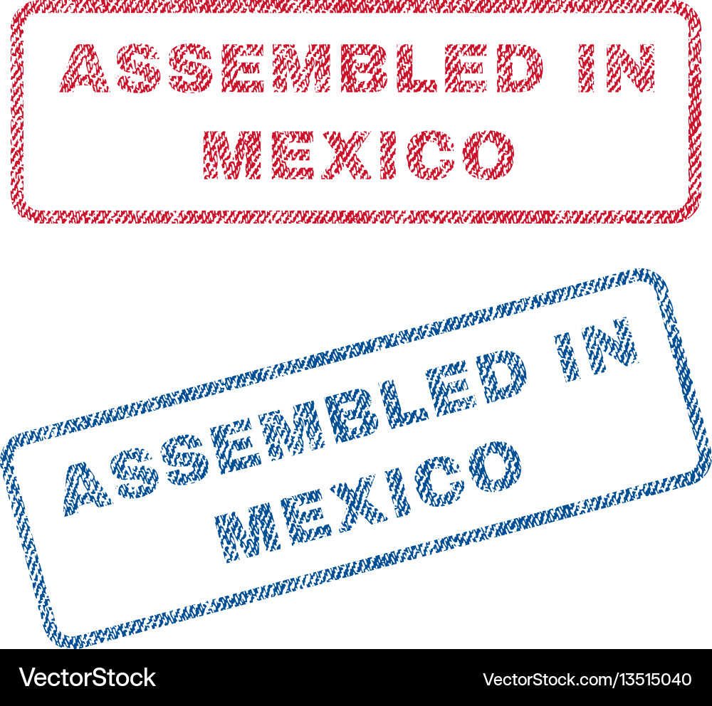 Assembled in mexico textile stamps Royalty Free Vector Image