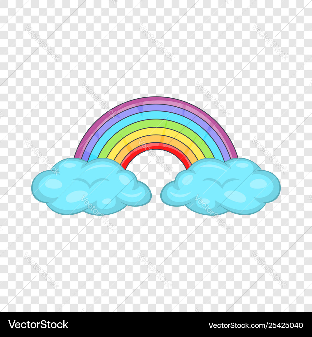 Clouds and rainbow icon cartoon style Royalty Free Vector