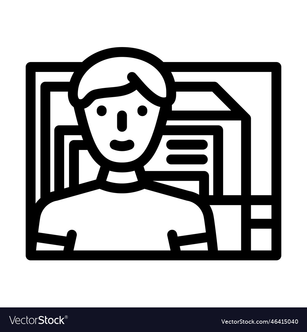 Computer engineer worker line icon Royalty Free Vector Image
