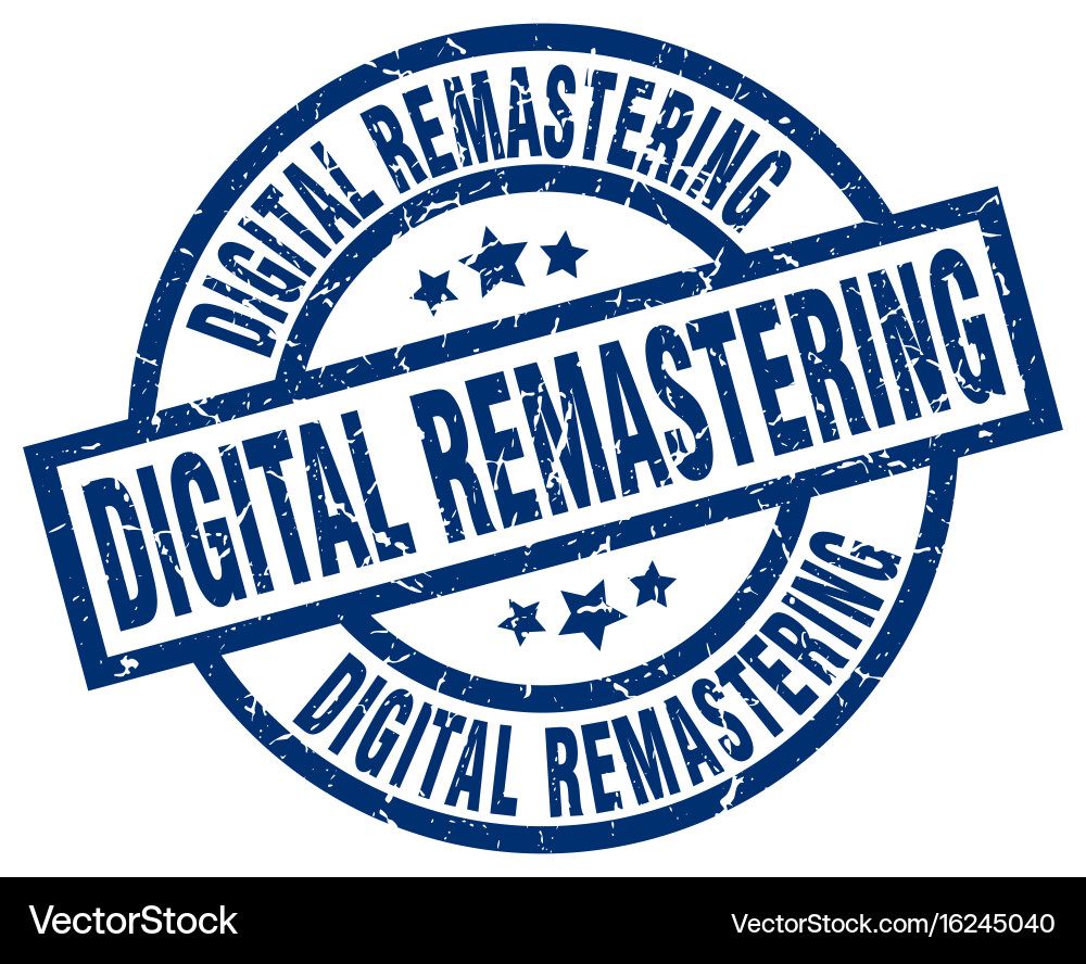 Digital remastering blue round grunge stamp Vector Image