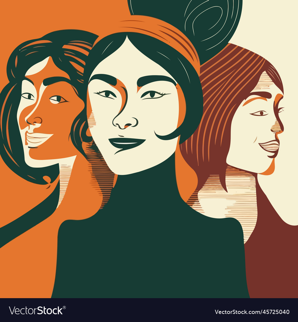 Group Of Adult Women International Womens Day Vector Image