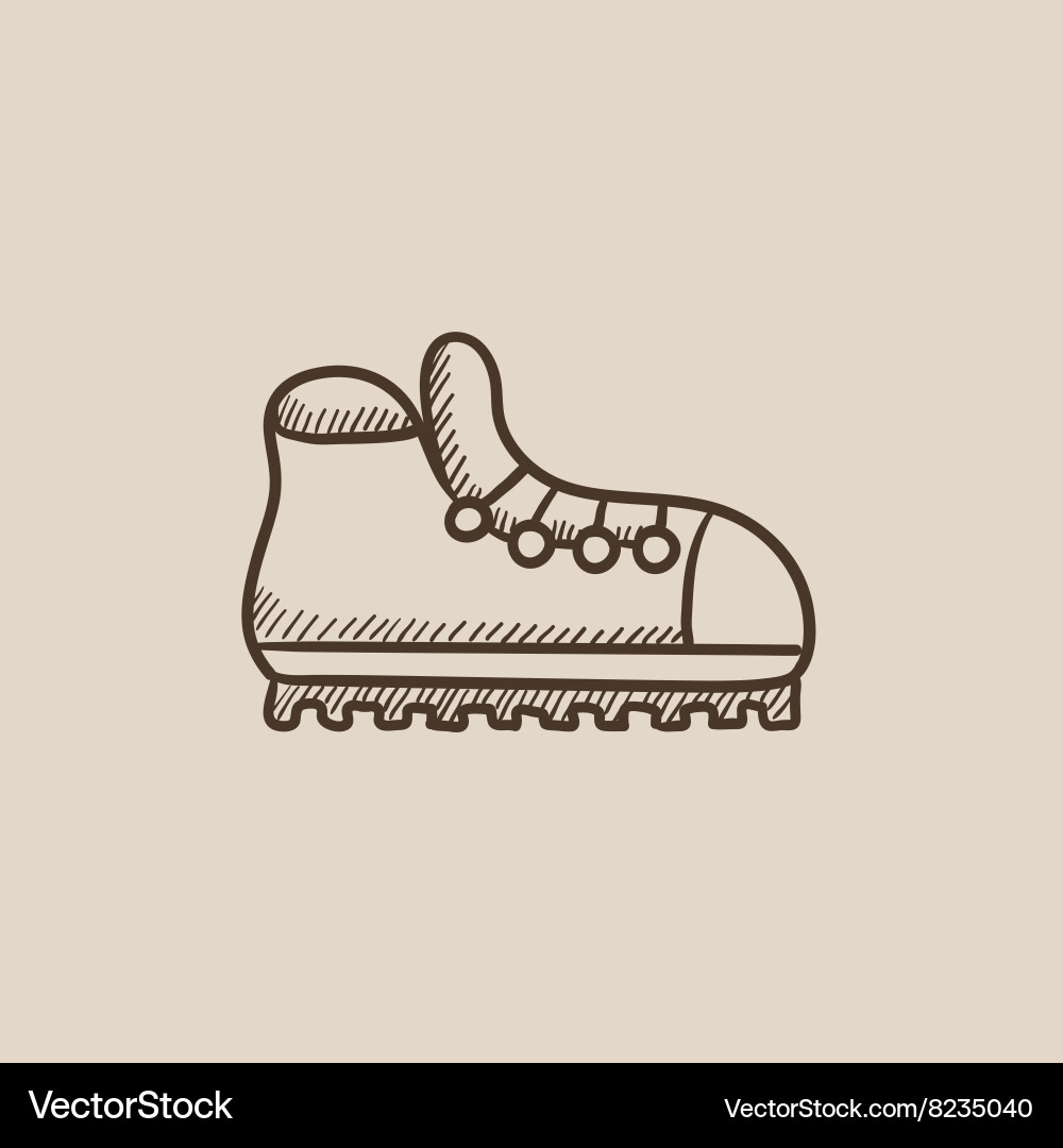 Hiking boot with crampons sketch icon Royalty Free Vector