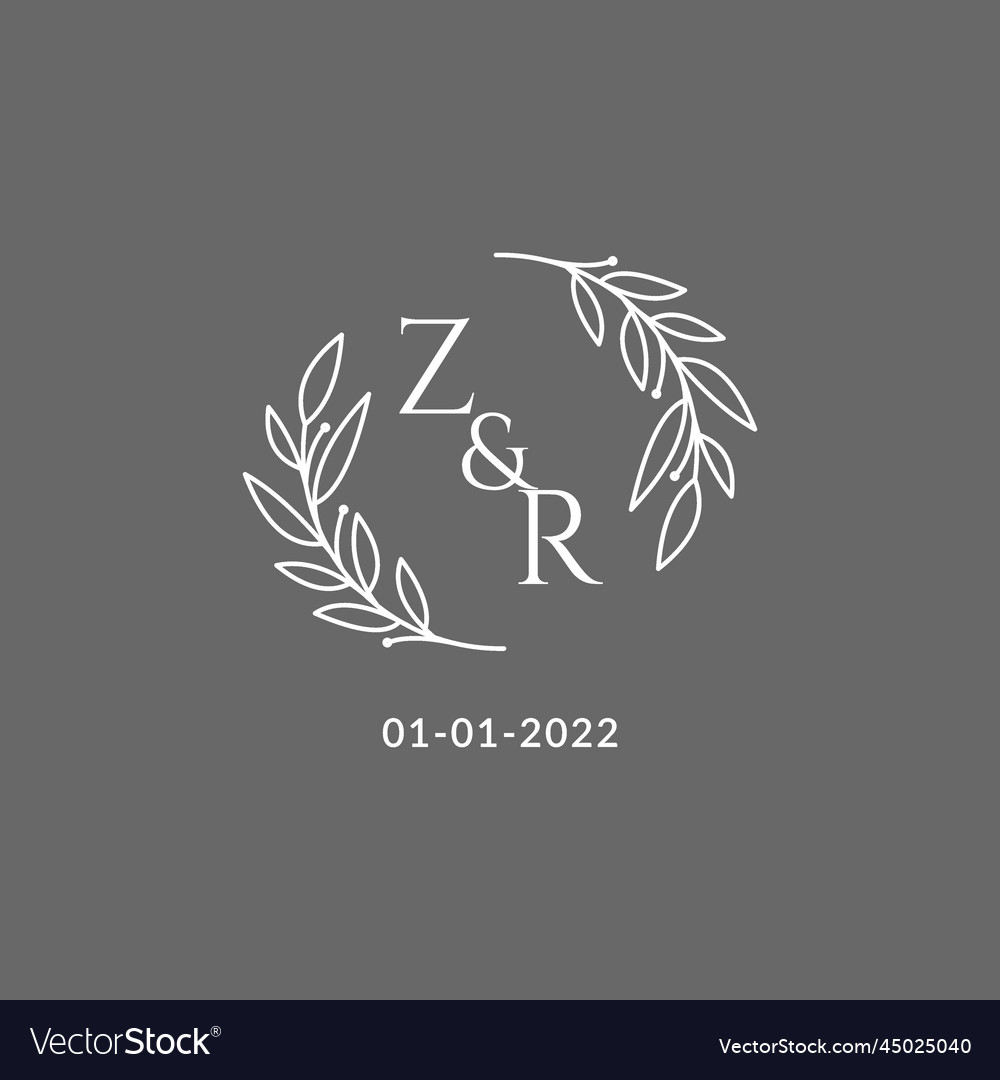 Initial letter zr monogram wedding logo Royalty Free Vector Initial letter zr monogram wedding logo Royalty Free Vector