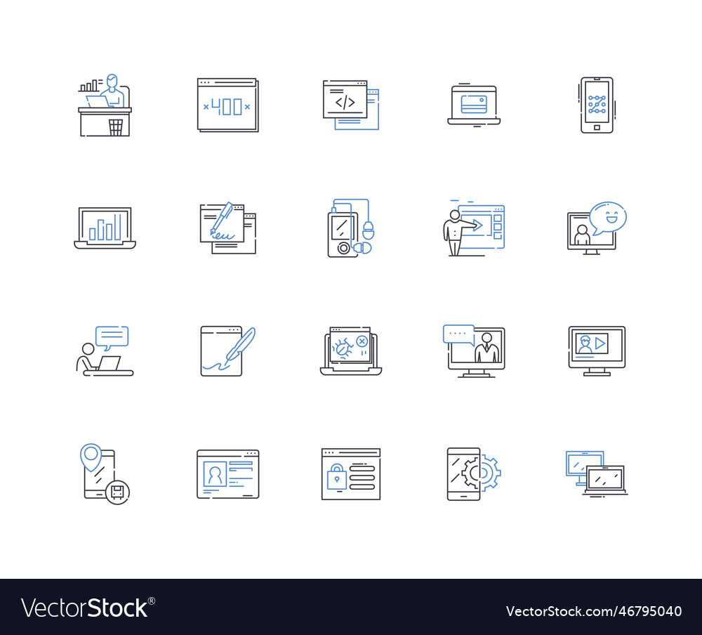 Interweb line icons collection net web Royalty Free Vector
