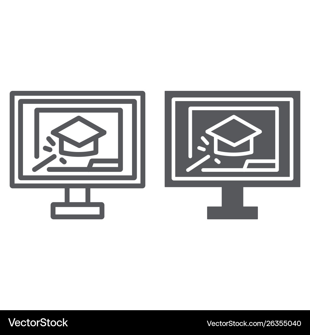 Online training line and glyph icon education Vector Image