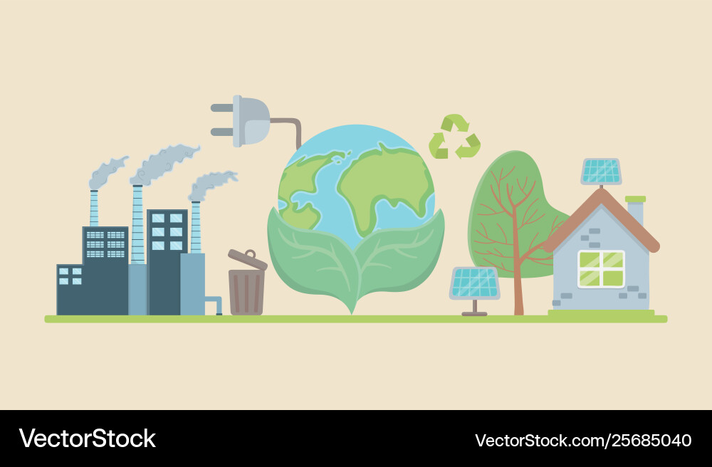 Planet and save energy icon set design Royalty Free Vector