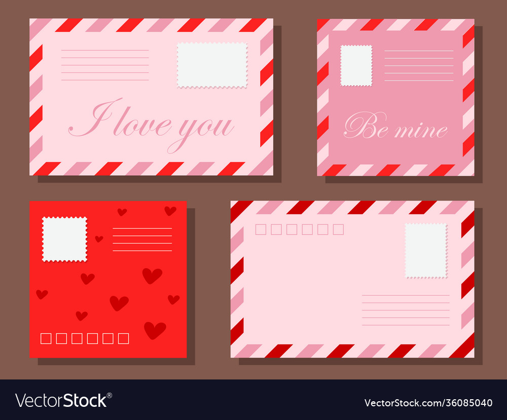 Set love letters in envelopes valentines day Vector Image