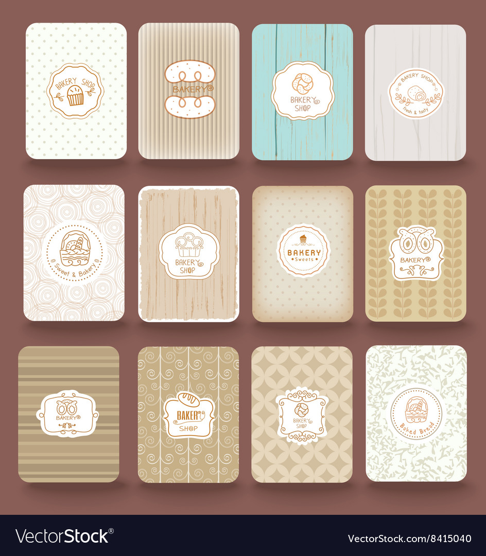 Set of retro bakery labels ribbons and cards Vector Image Set of retro bakery labels ribbons and cards Vector Image