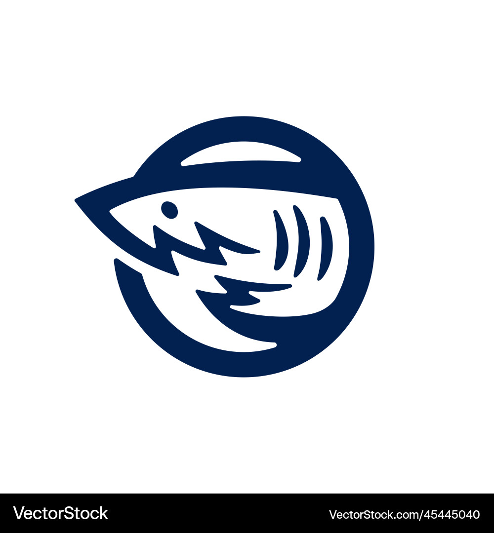 Shark head round emblem logo icon Royalty Free Vector Image