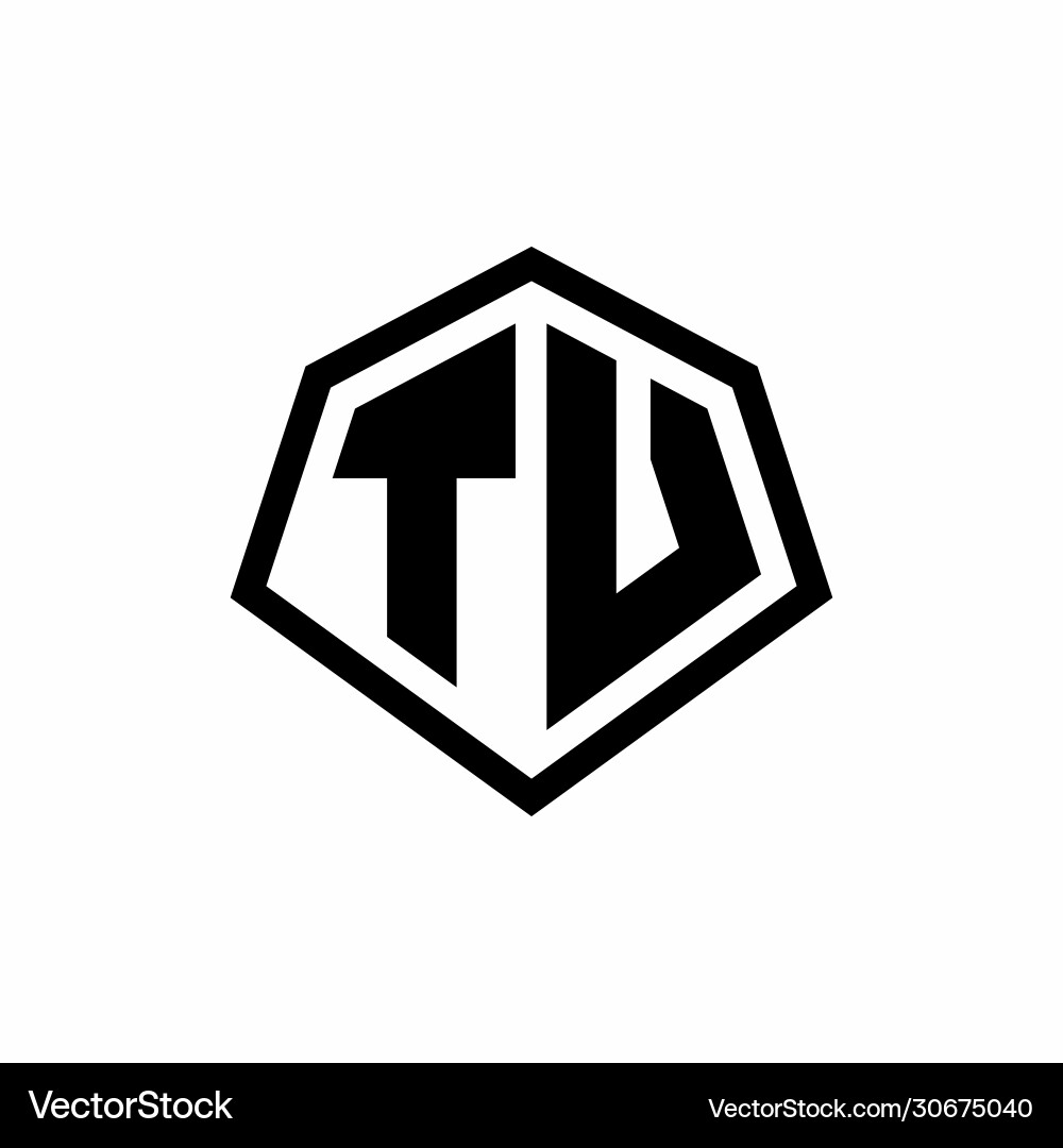 Tv monogram logo with hexagon shape and line Vector Image