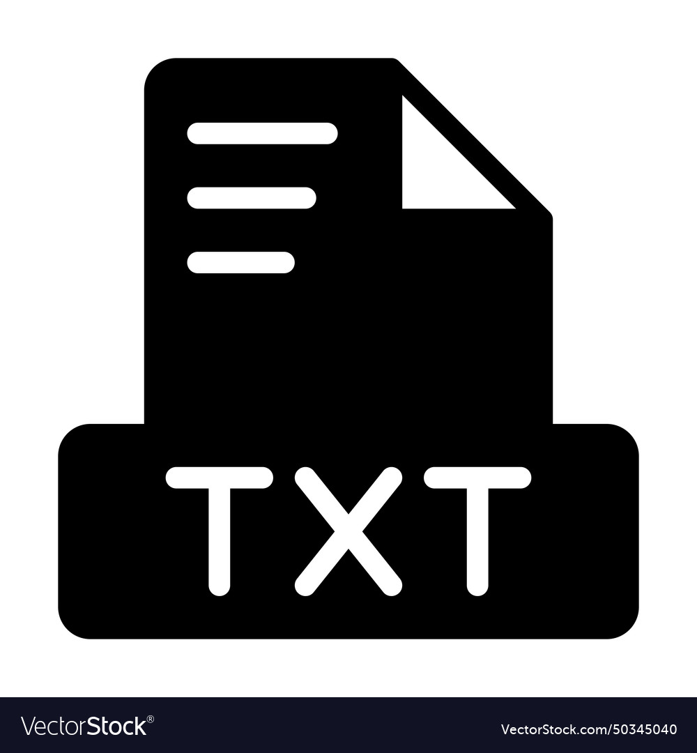 Txt File Icon Simple Design Solid Style Document Vector Image