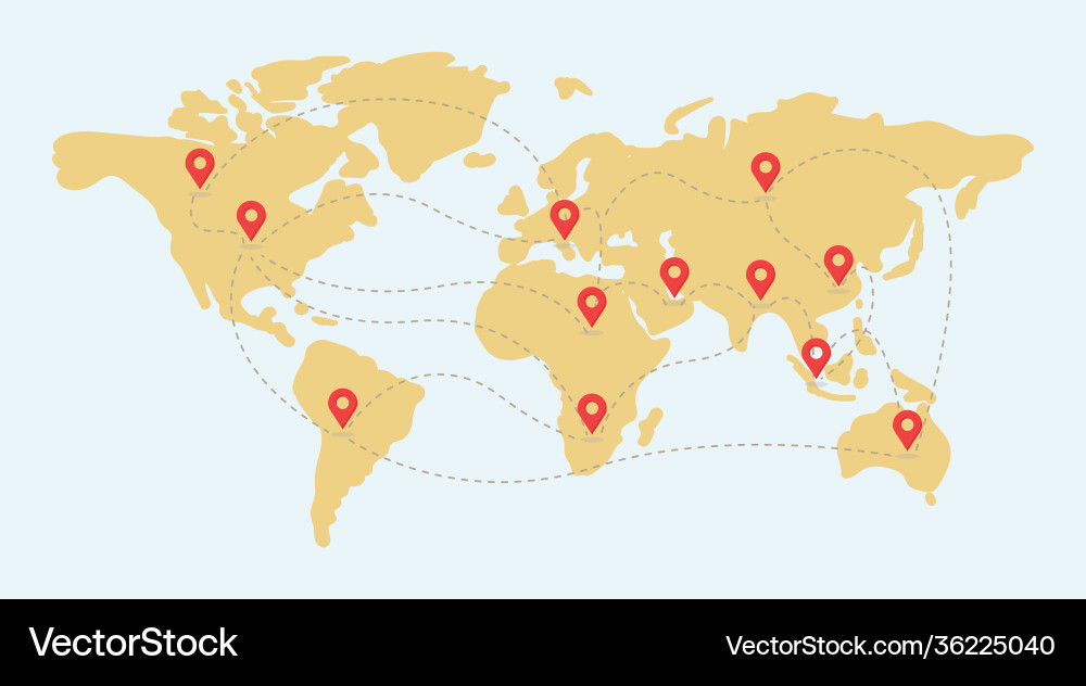 World Map with Location Points Royalty Free Vector Image