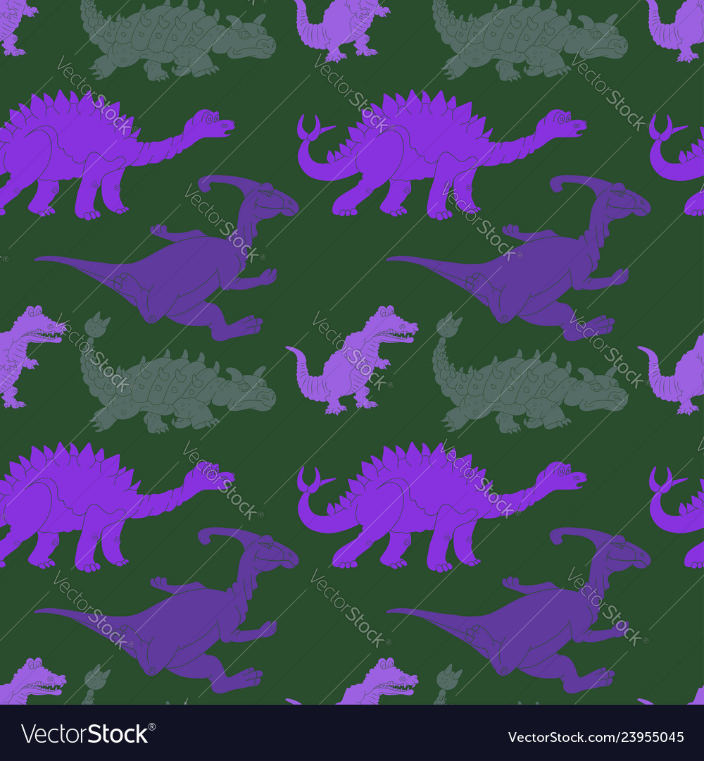 A seamless repeating pattern of dinosaurs Vector Image