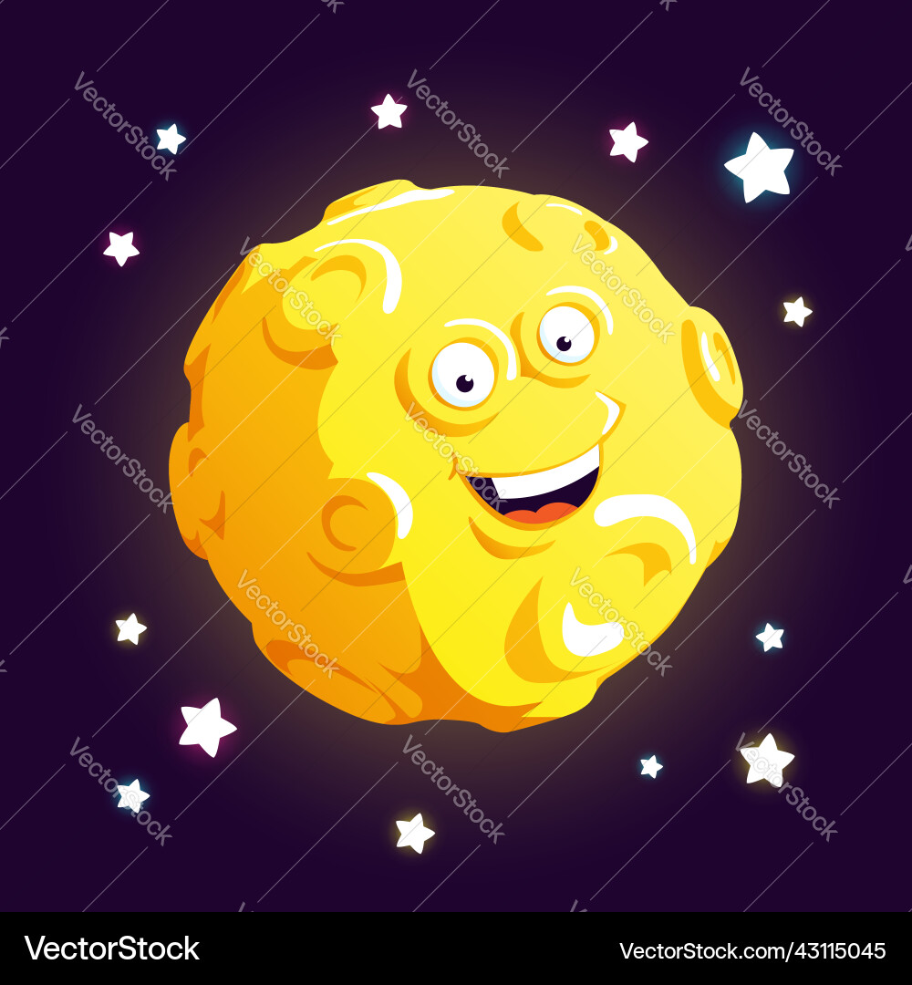 Cartoon moon with a smiling face Royalty Free Vector Image