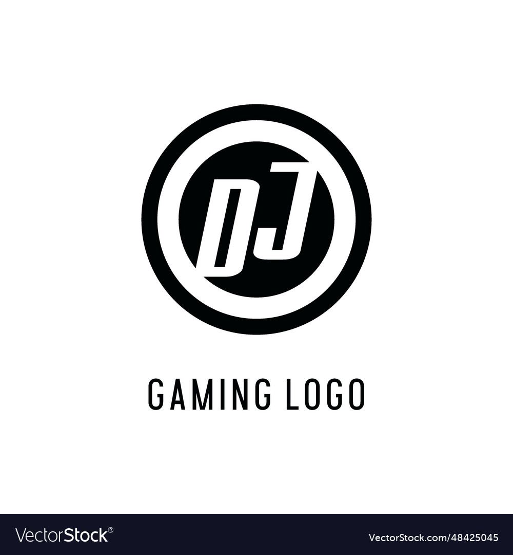 Initial dj logo concentric circle line clean Vector Image